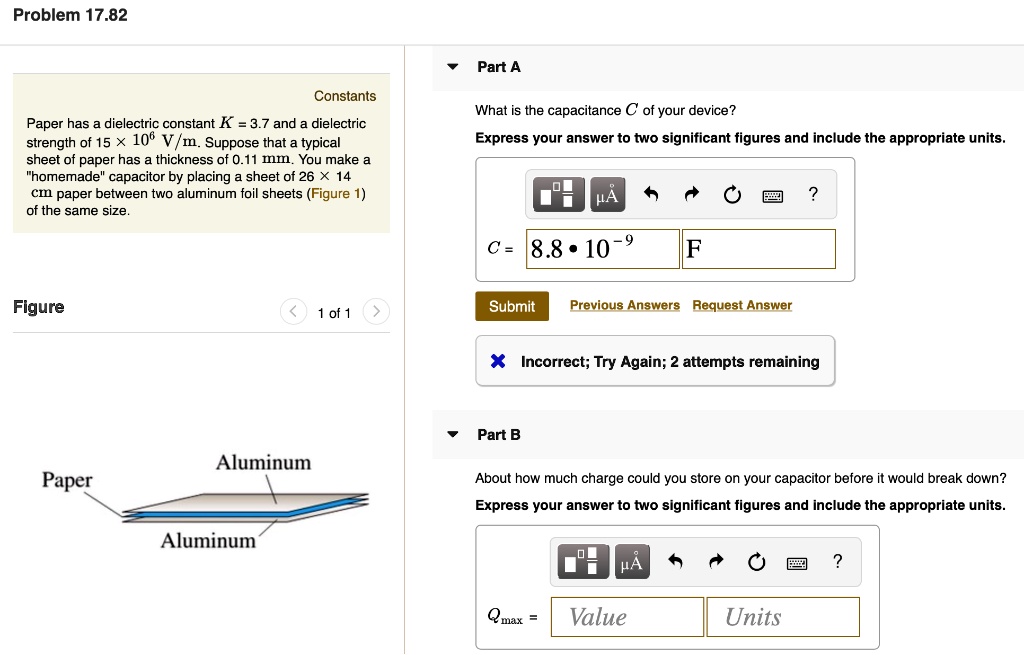 SOLVED: Problem 17.82 Part A Constants What is the capacitance C of ...