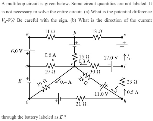 SOLVED: A multiloop circuit is given below. Some circuit quantities are ...
