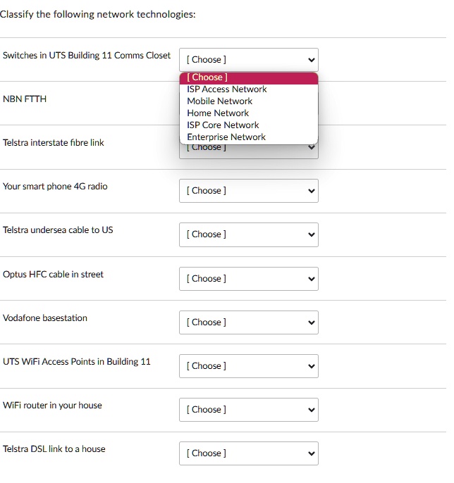 SOLVED: Please answer these (all drop downs have the same options) Classify the following ...
