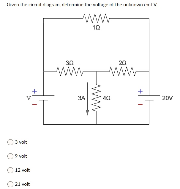 SOLVED: Given the circuit diagram, determine the voltage of the unknown ...