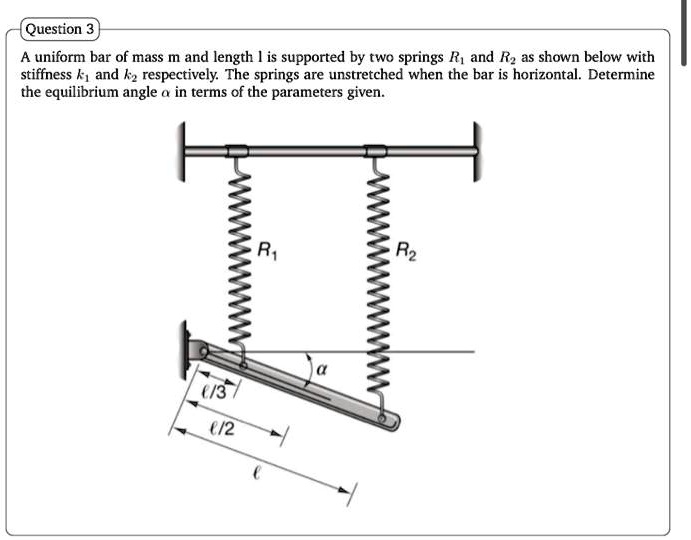 SOLVED: Question 3 A uniform bar of mass m and length I is supported by ...