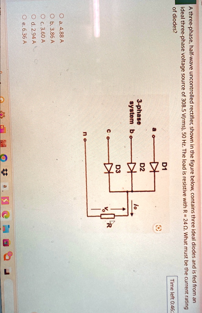 A three-phase, half-wave uncontrolled rectifier, shown in the figure ...
