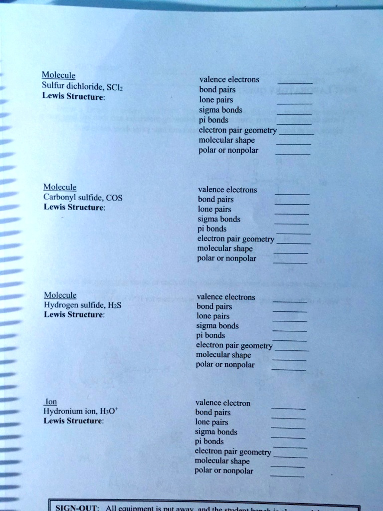 SOLVED: Molecule Sulfur dichloride, SCl2 Lewis Structure: valence ...