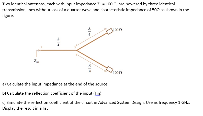 Two identical antennas, each with input impedance ZL = 100 Î©, are ...