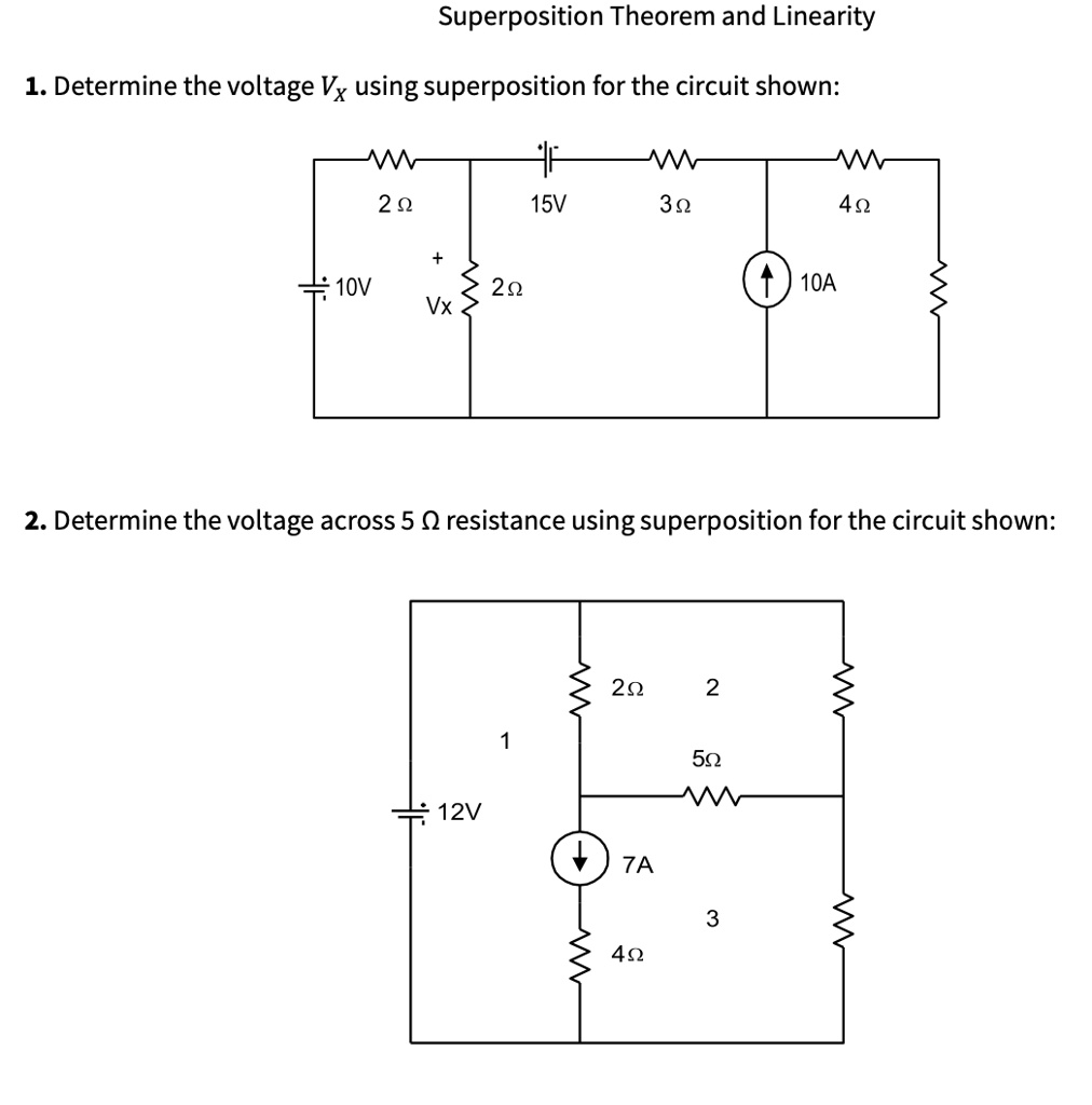 show complete solution superposition theorem and linearity 1 determine the voltage vx using ...