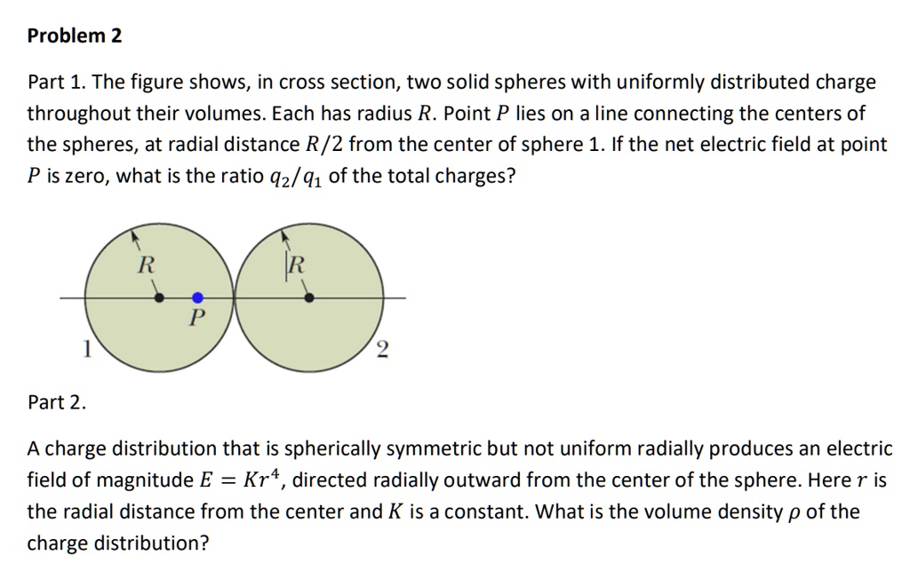 problem 2 part 1 the figure shows in cross section two solid spheres with uniformly distributed ...