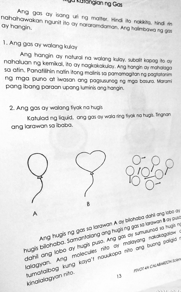SOLVED: ang gas ay isang ari ng matter . hindi ito nakikita„ hindi rin ...