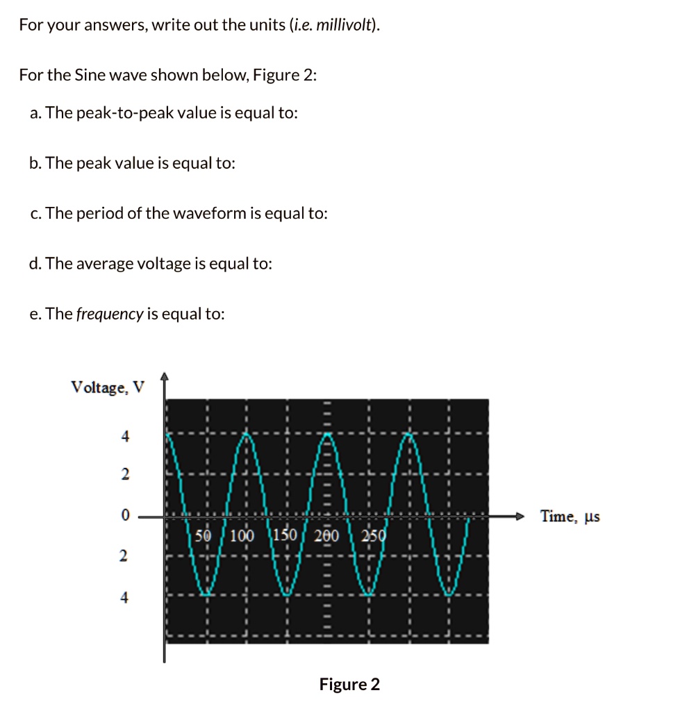 SOLVED: For your answers, write out the units (i.e. millivolt). For the ...