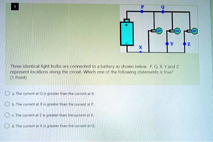 SOLVED: Three identical light bulbs are cornected t0 battery Js shown ...