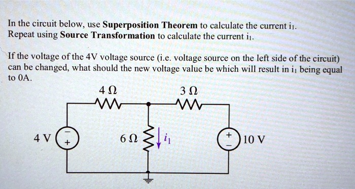In the circuit below, use Superposition Theorem to calculate the current i1. Repeat using Source ...