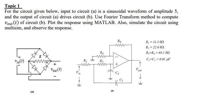Topic 1 For the circuit given below, input to circuit (a) is a sinusoidal waveform of amplitude ...