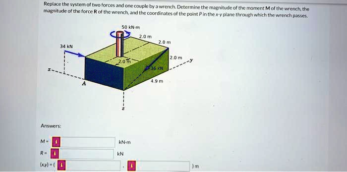 replae he system of twa torces and one coupk ey wrench determinethe ...