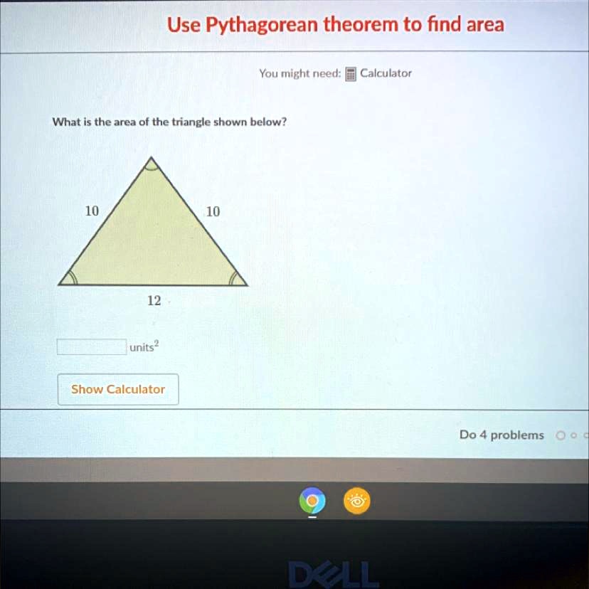Use Pythagorean theorem to find area You might need: Calculator What is ...