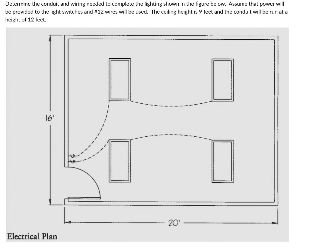 determine the conduit and wiring needed to complete the lighting shown ...