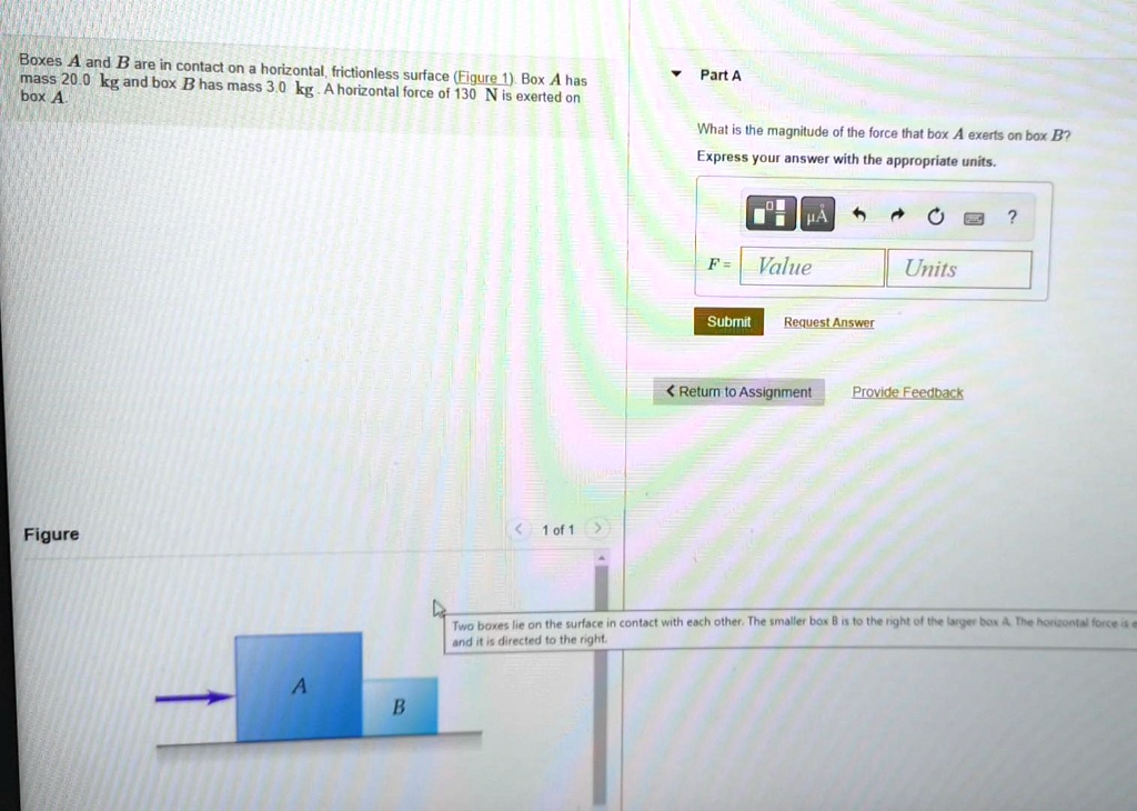 SOLVED: Boxes A and B are in contact on a horizontal, frictionless surface. Figure 1 shows that ...