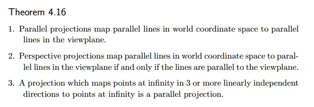 SOLVED:Theorem 4.16 Parallel projections map parallel lines in world ...