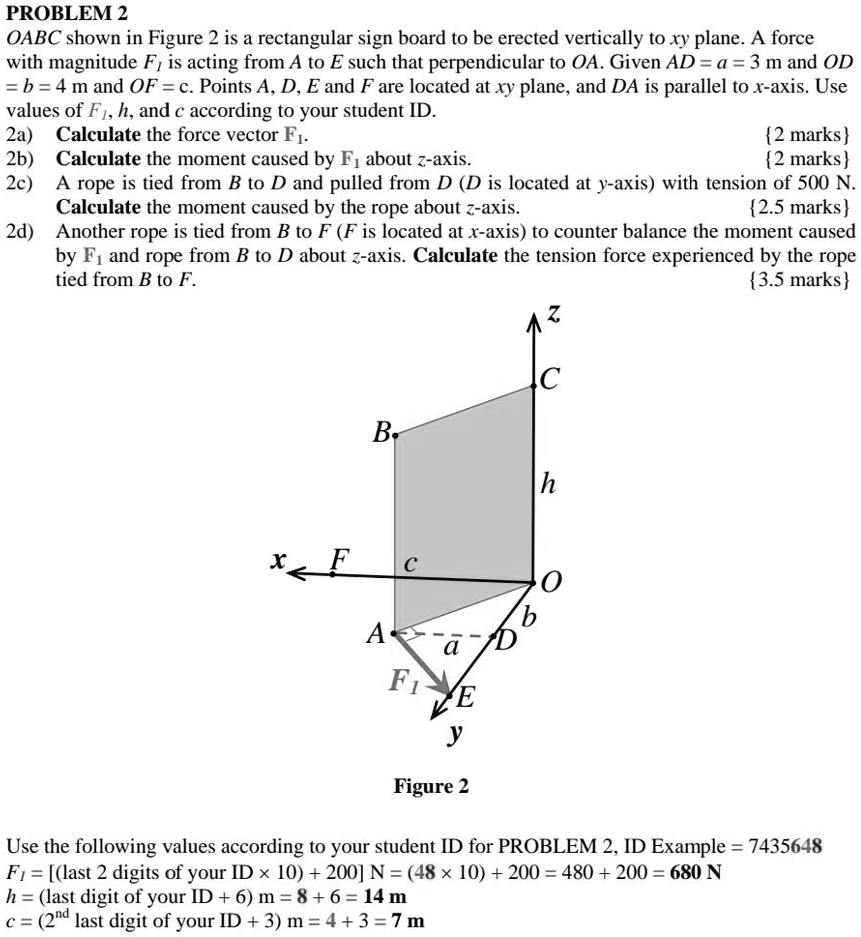 PROBLEM 2 OABC shown in Figure 2 is a rectangular sign board to be ...
