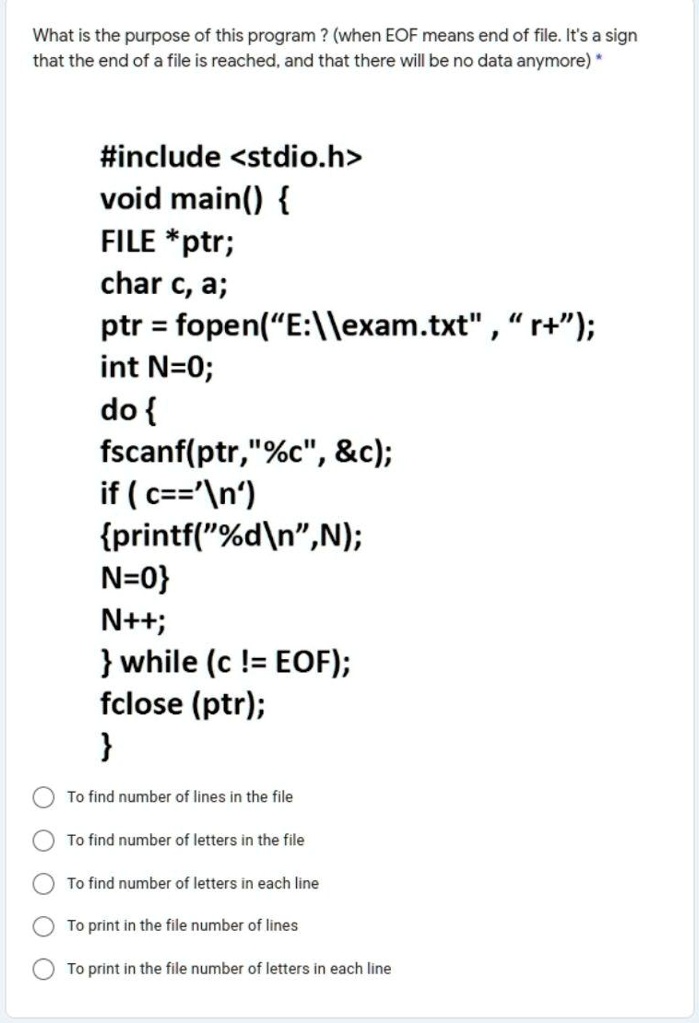 SOLVED: What is the purpose of this program? (when EOF means end of file. It's a sign that the ...