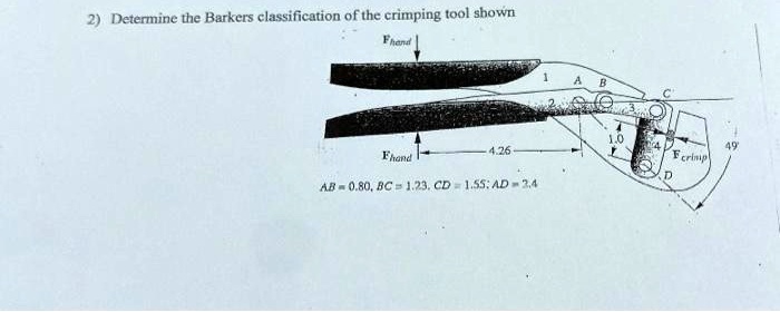 SOLVED: Determine the Barker's classification of the crimping tool ...