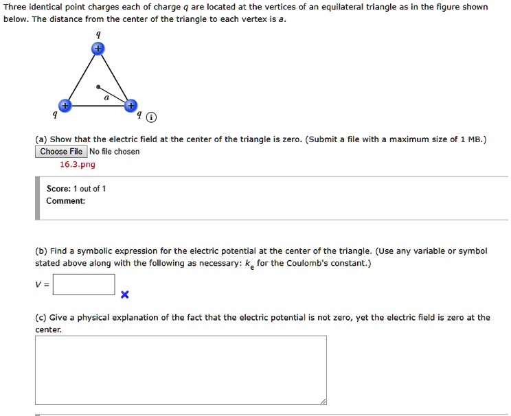 three identical point charges each of charge are located at the ...