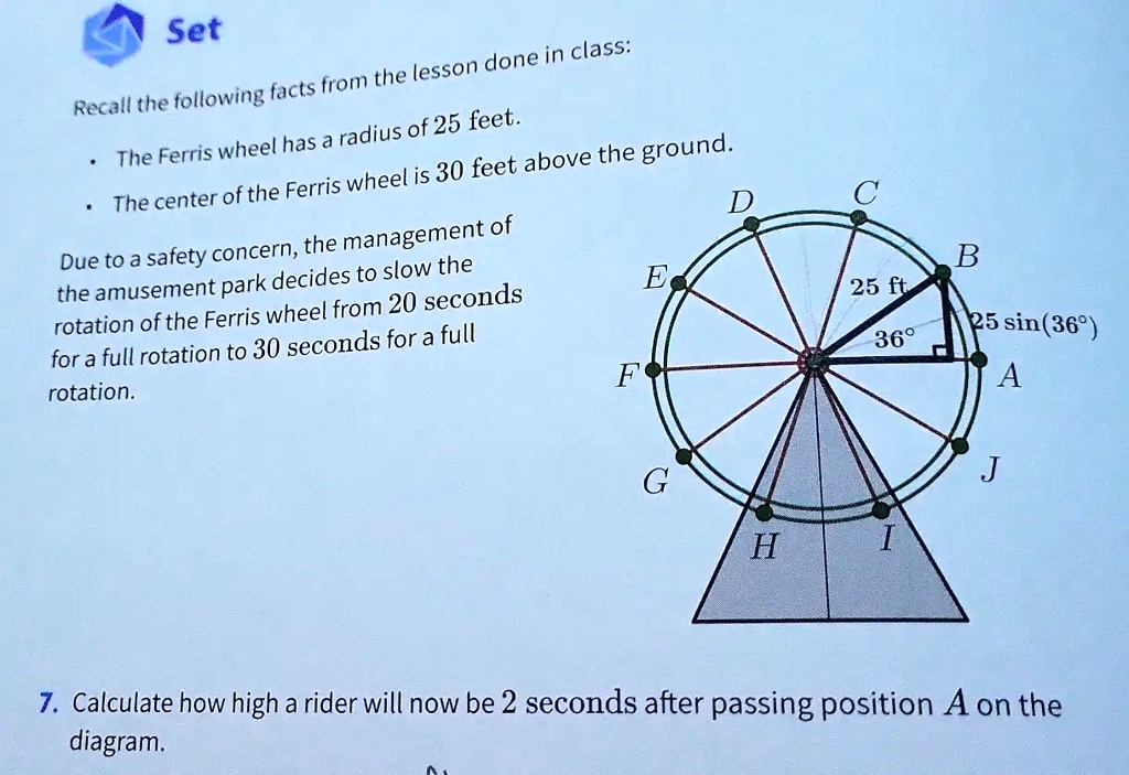 Set Recall the following facts from the lesson done in class: • The ...