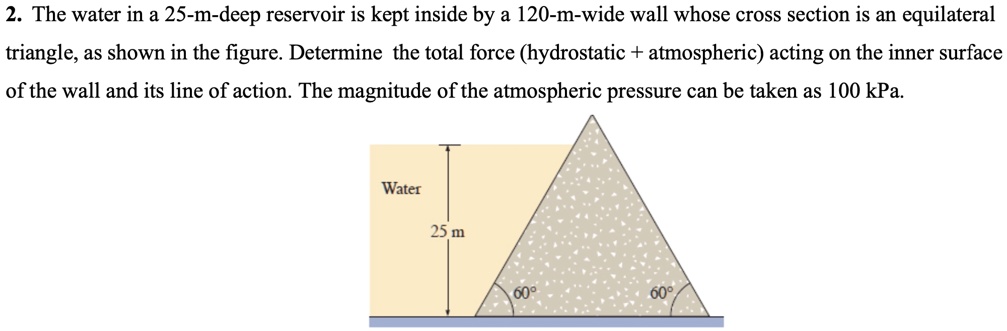 The water in a 25-m-deep reservoir is kept inside by a 120-m-wide wall ...