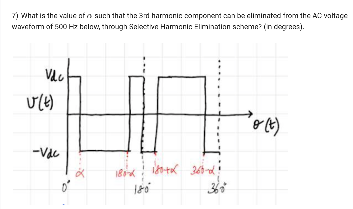 SOLVED: 7) What is the value of α such that the 3rd harmonic component can be eliminated from ...