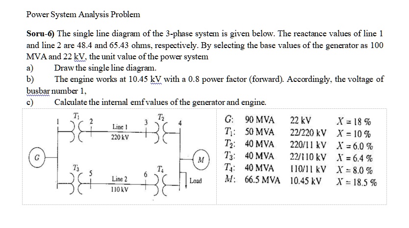 SOLVED: Power System Analysis Problem Question 6: The single line diagram of the 3-phase system ...