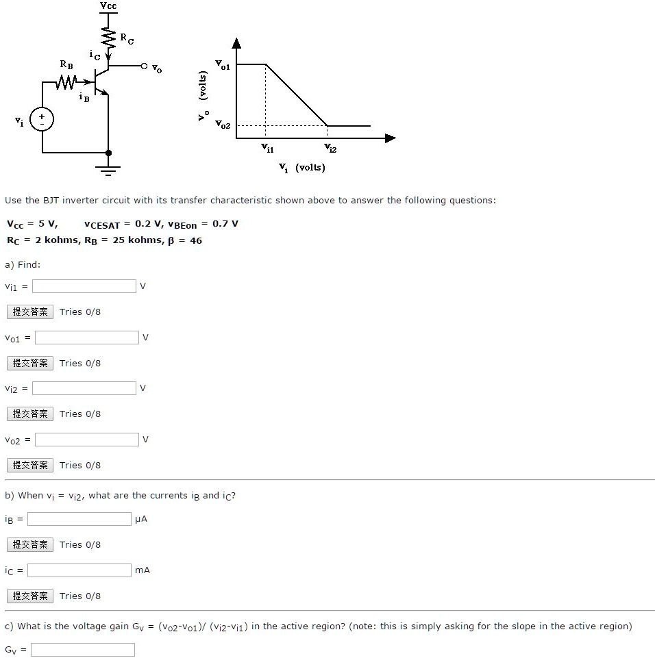 SOLVED: Use the BJT inverter circuit with its transfer characteristic ... SOLVED: Use the BJT inverter circuit with its transfer characteristic ...