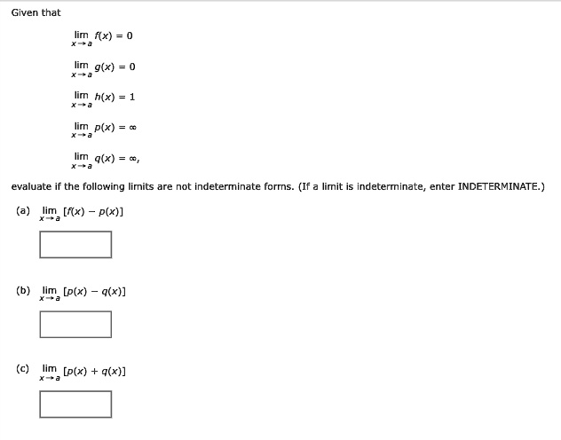 SOLVED: Given that limfx=0 as x approaches a lim gx=0 as x approaches a ...