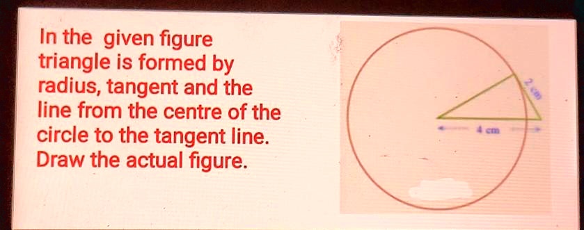 SOLVED: 'In the given figure triangle is formed by radius, tangent and ...