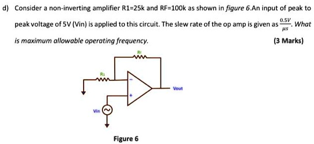 SOLVED: Consider a non-inverting amplifier R1=25k and RF=100k as shown in Figure 6. An input of ...