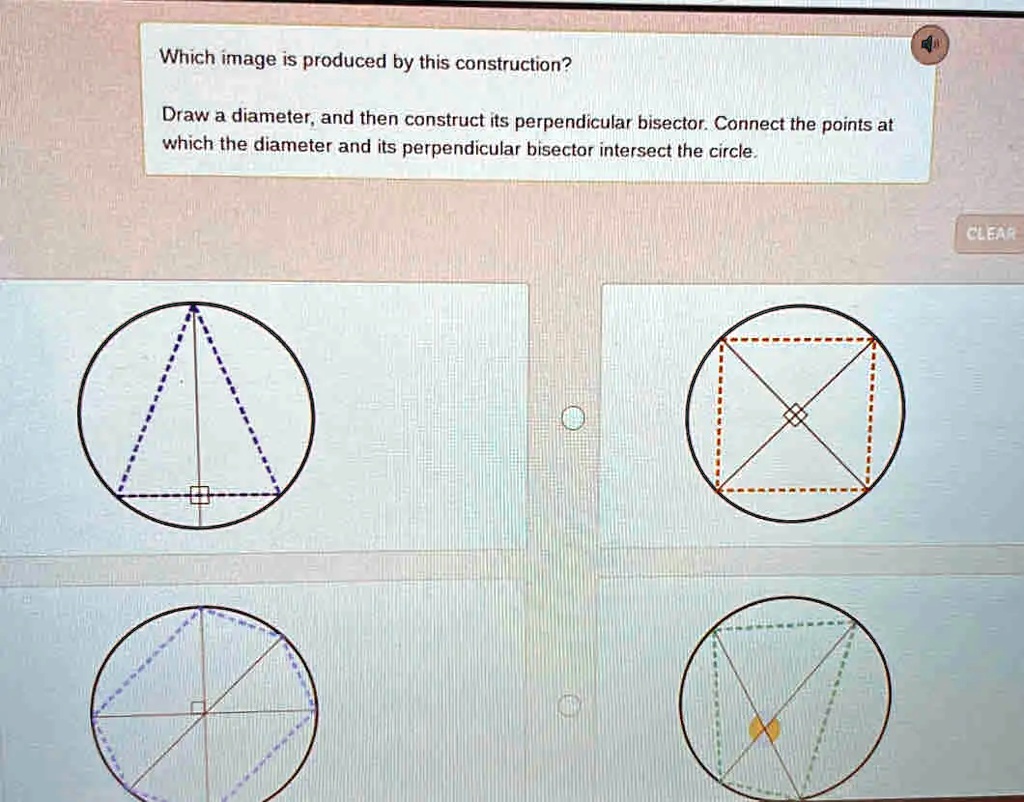 Which image is produced by this construction? Draw a diameter, and then ...