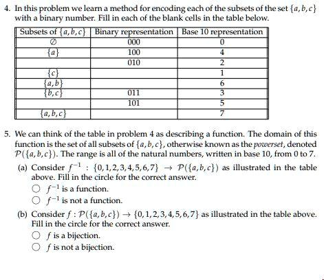 in this problem we learn a method for encoding each of the subsets of ...