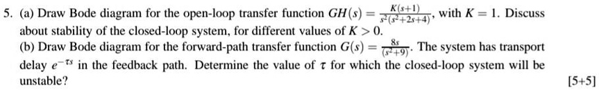 a draw bode diagram for the open loop transfer function gh kuti with k 763tt discuss about ...