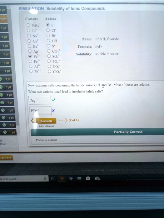 SOLVED: SIMUL ATION Solubility of lonic Compounds Cadons NIL nions Nama ...