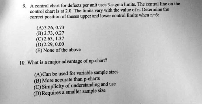 a control chart for defects per unit uses 3 sigma limits the central line on the control chart ...