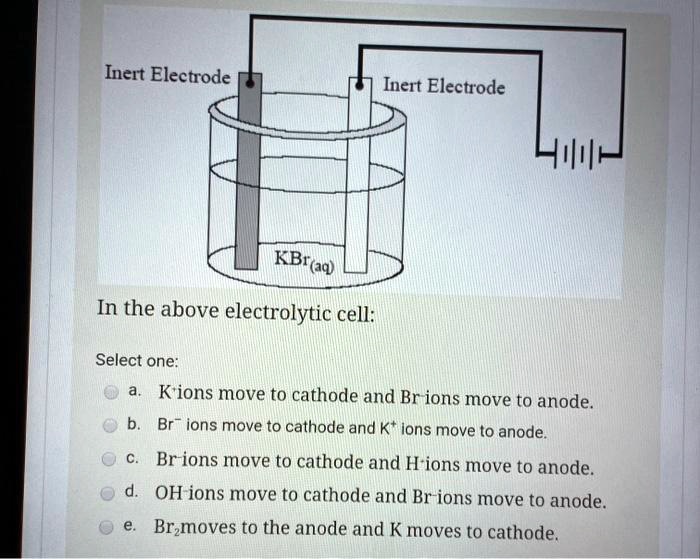 Inert Electrode Inert Electrode KBr(aq) In the above electrolytic cell ...
