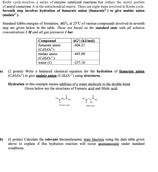 SOLVED: Krebs cycle involves a series of enzyme-catalyzed reactions ...