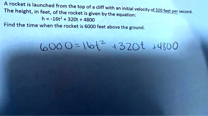 A rocket is launched from the top of a cliff with an initial velocity ...
