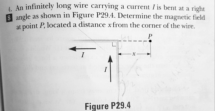 4. An infinitely long wire carrying a current I is bent at a right ...