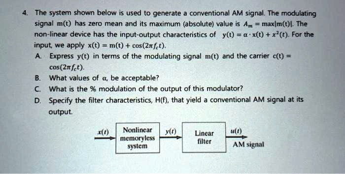 SOLVED: The system shown below is used to generate a conventional AM ...