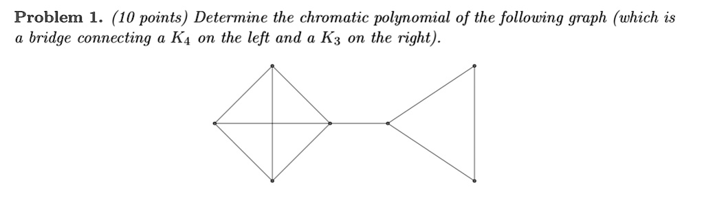 SOLVED:Problem 1. (10 points) Determine the chromatic polynomial of the ...