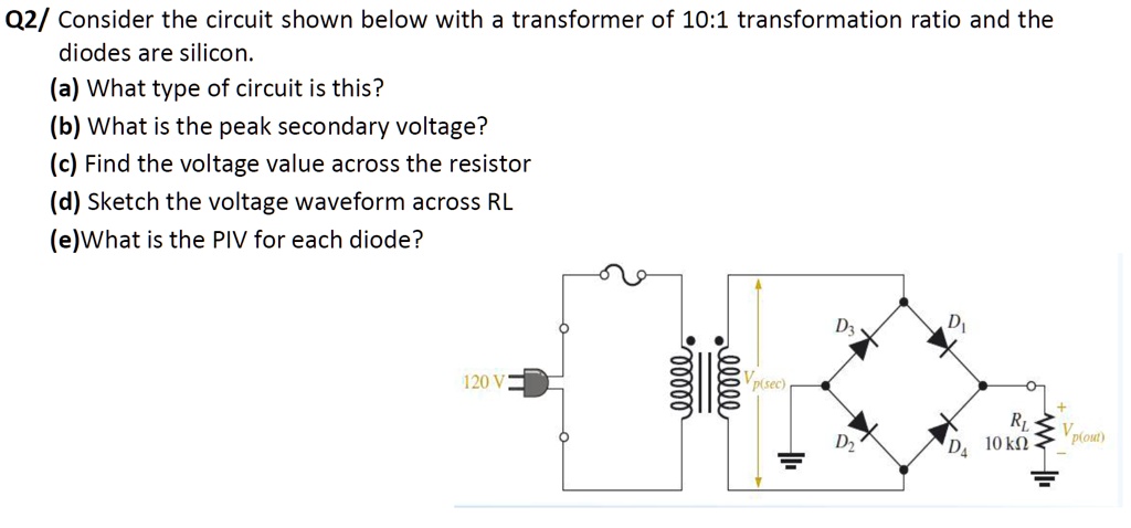 SOLVED: Q2/ Consider the circuit shown below with a transformer of 10:1 transformation ratio and ...