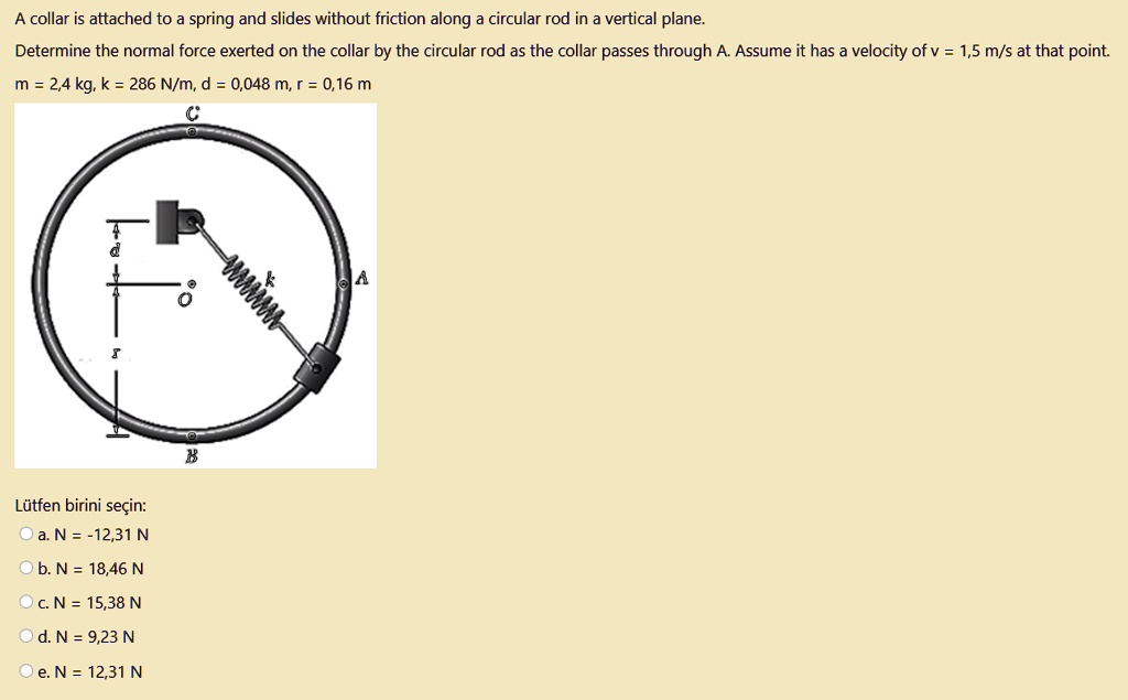 A collar is attached to a spring and slides without friction along a ...