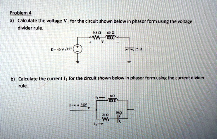 SOLVED: Problem 4 a) Calculate the voltage V for the circuit shown below in phasor form using ...