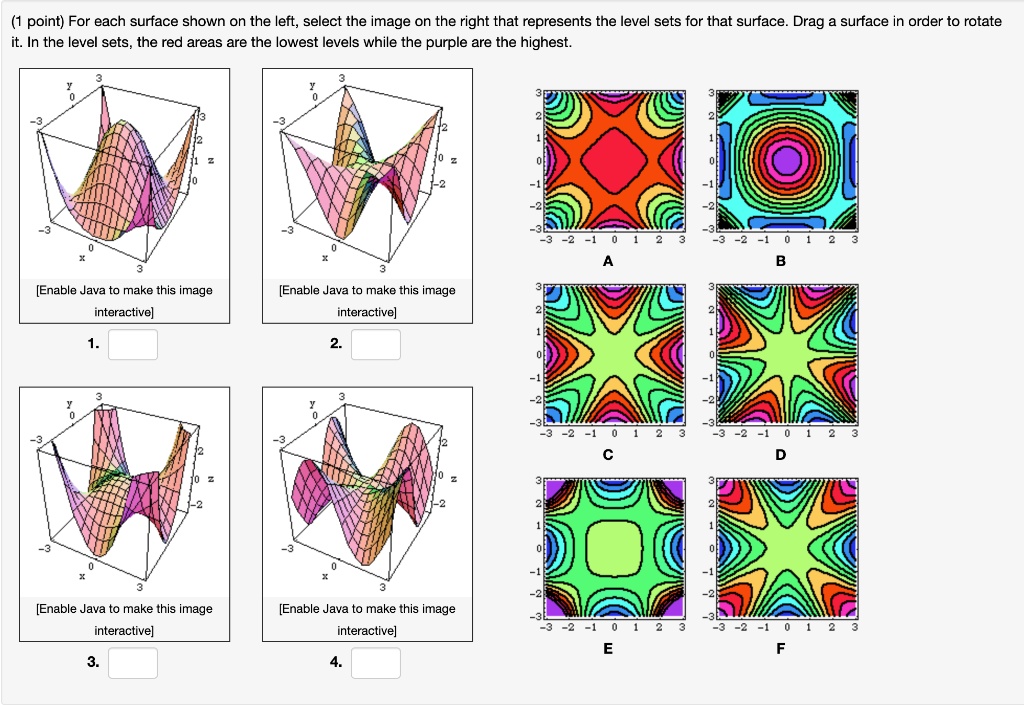 SOLVED: For each surface shown on the left, select the image on the ...