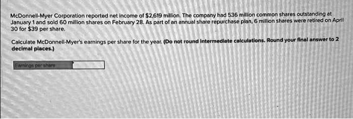 mcdonnell myer corporation reported net income of 2619 million the ...