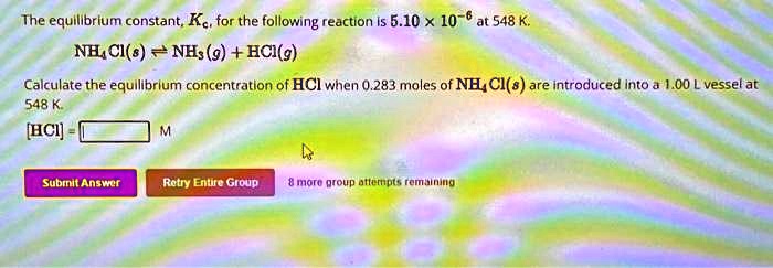 The equilibrium constant, Kc, for the following reaction is 5.10 × 10 ...