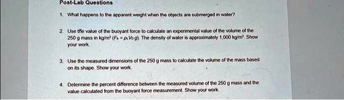 Post-Lab Questions 1. What happens to the apparent weight when the ...